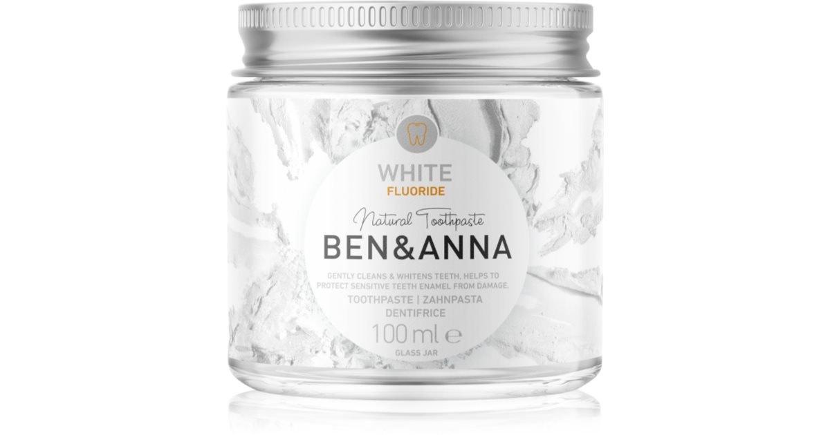 BEN&ANNA Natural Toothpaste White Fluoride toothpaste in a glass ...