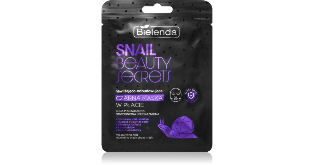 Bielenda Snail Beauty Secrets masque hydratant en tissu pour peaux ...
