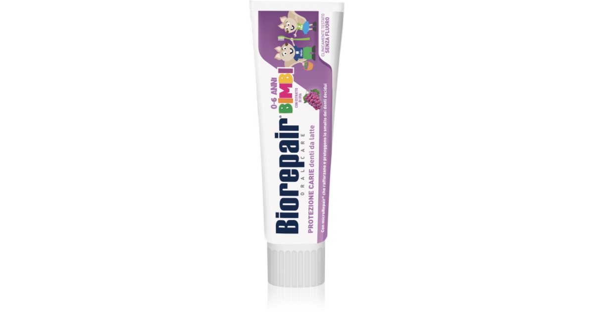Biorepair Kids 0-6 Grape dentifrice pour enfants pour restaurer l'émail ...