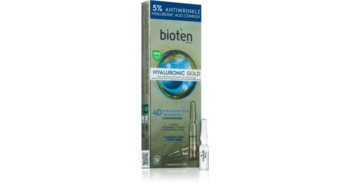 Bioten Hyaluronic Gold tratamento anti-idade de 7 dias em ampolas ...