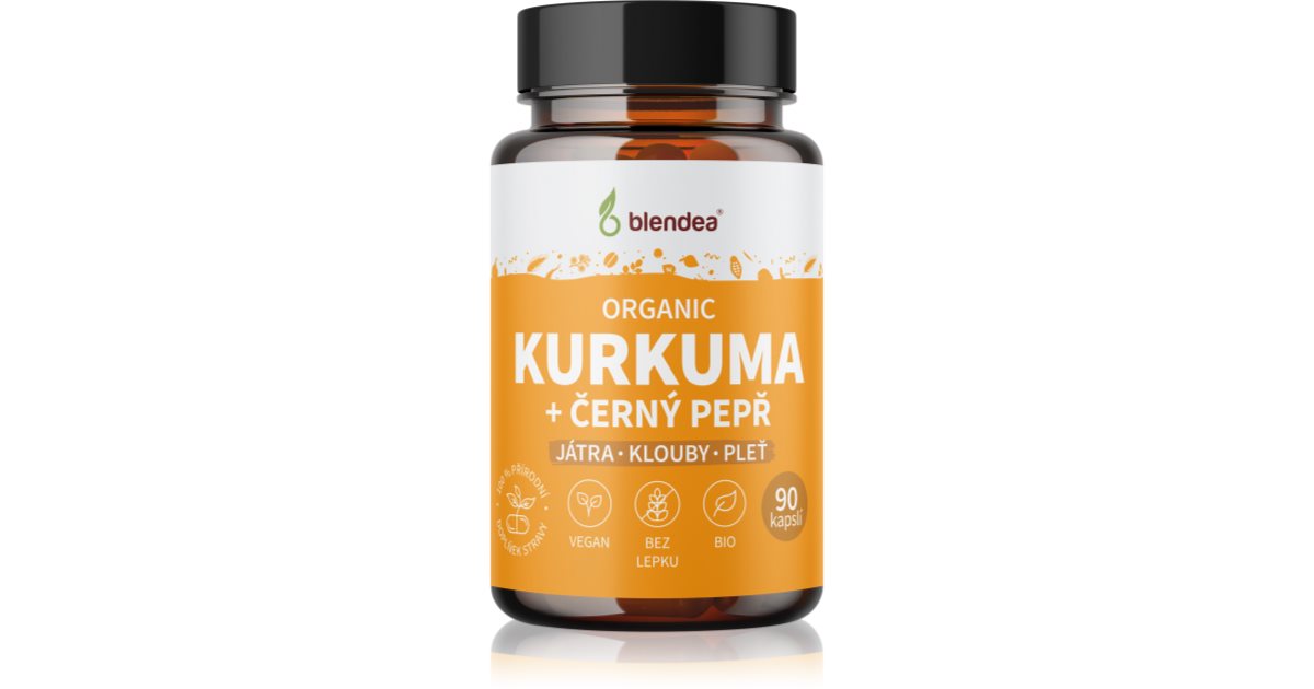 Blendea Organic Kurkuma + Piperin kapsle pro podporu zdraví jater ...