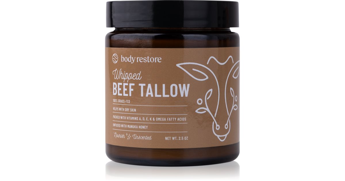 Body Restore Whipped Beef Tallow Balm Unscented Nourishing Body Cream ...