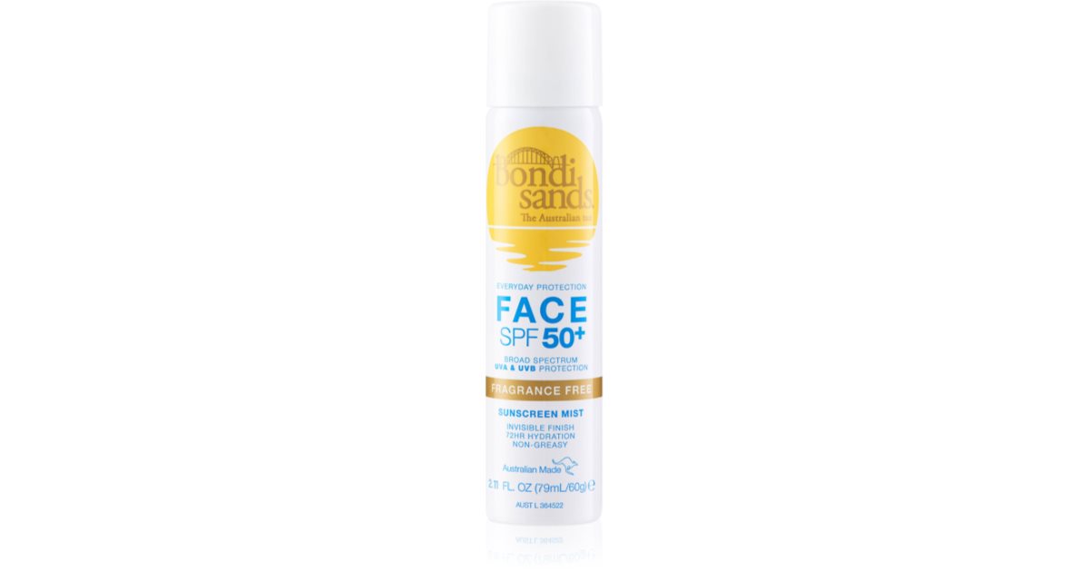 Bondi Sands SPF 50+ Face Fragrance Free Protection Mist for the face ...