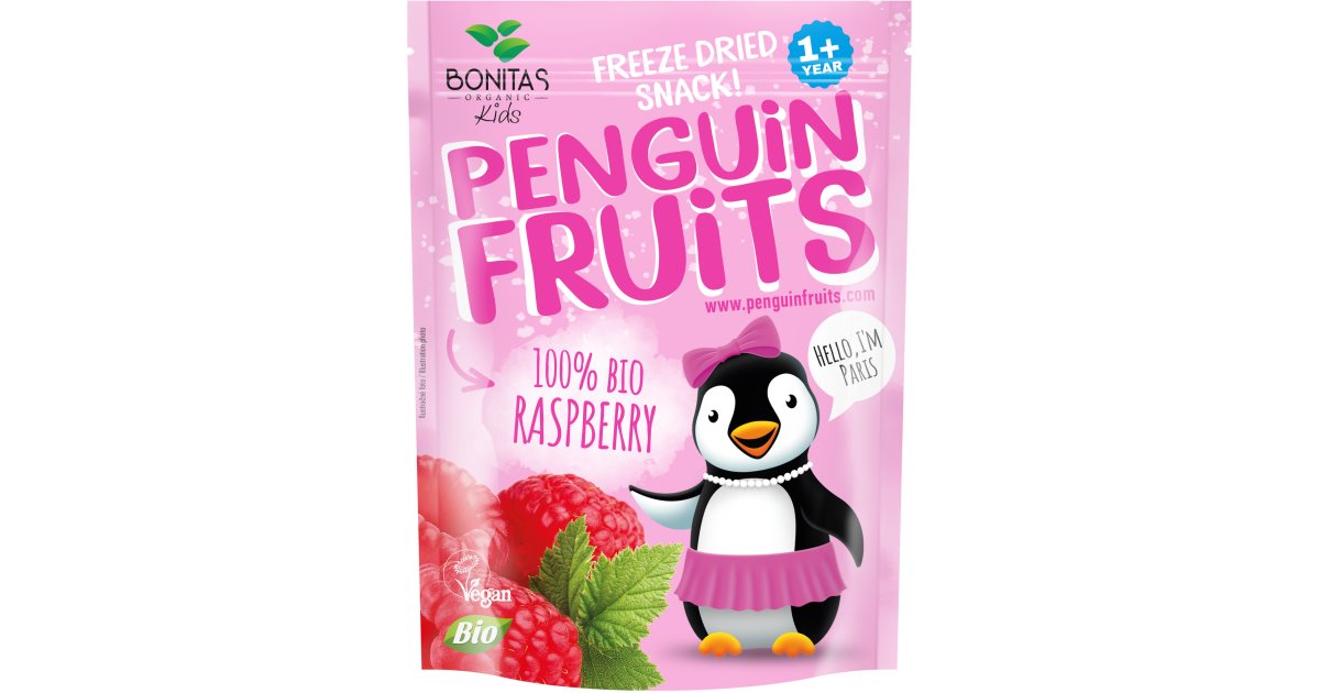 Bonitas Penguin Fruits Raspberry mrazom sušené ovocie v BIO kvalite ...