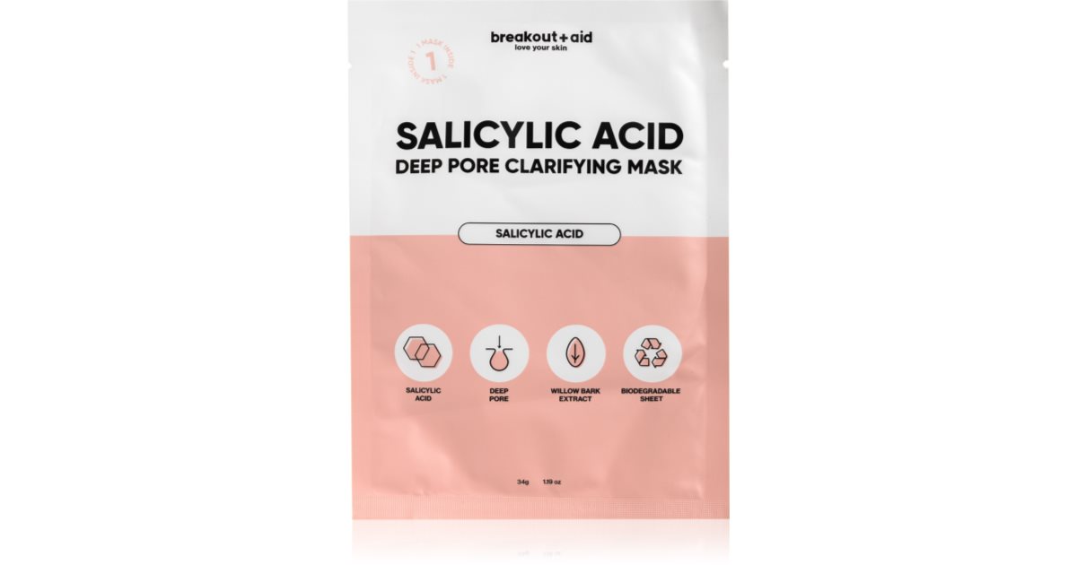 breakout + aid Salicylic Acid Deep Pore Clarifying Mask sheet mask with ...