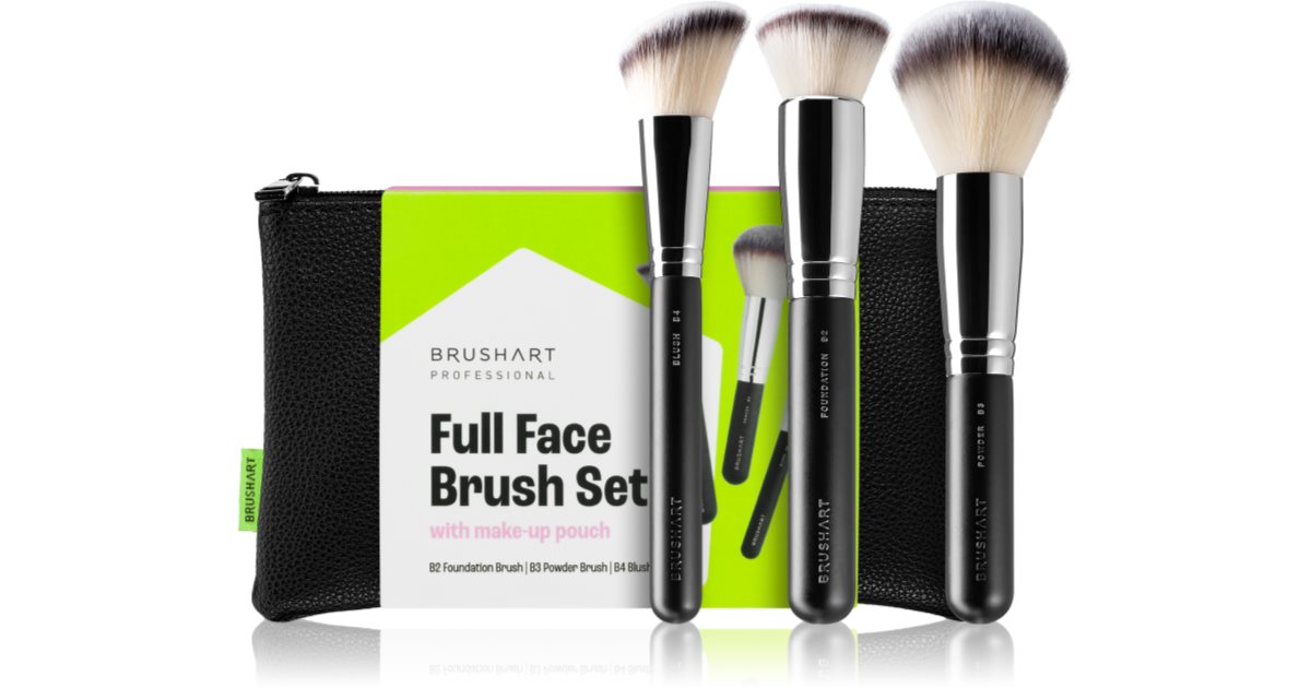 BrushArt Professional Full Face brush set with makeup pouch set de ...