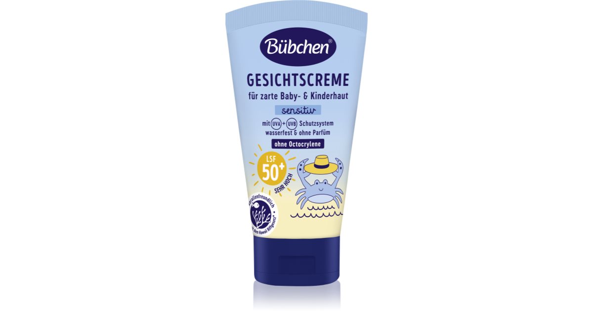 Bübchen Sensitive Sun Protection Face Cream SPF 50+ crème protectrice visage pour enfant SPF 50 ...