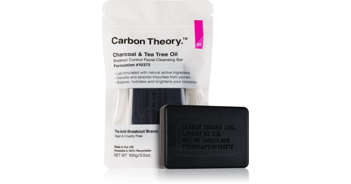 Carbon Theory Charcoal & Tea Tree Oil cleansing bar with soothing ...
