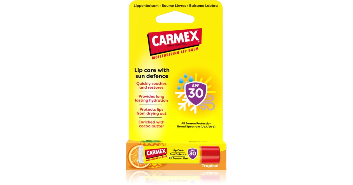 Carmex Tropical Sun Defense ochranný balzám na rty SPF 30 recenze ...