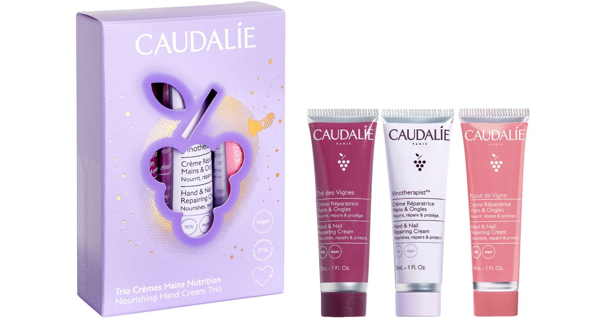 Caudalie Hand Cream Trio Set coffret cadeau mains et ongles | notino.fr