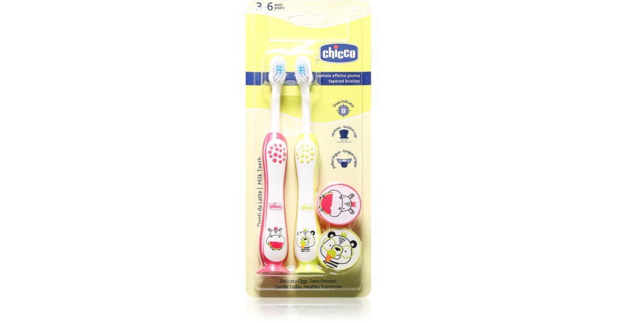 Chicco Toothbrush Set 3-6 y+ toothbrush with a suction cup for kids ...