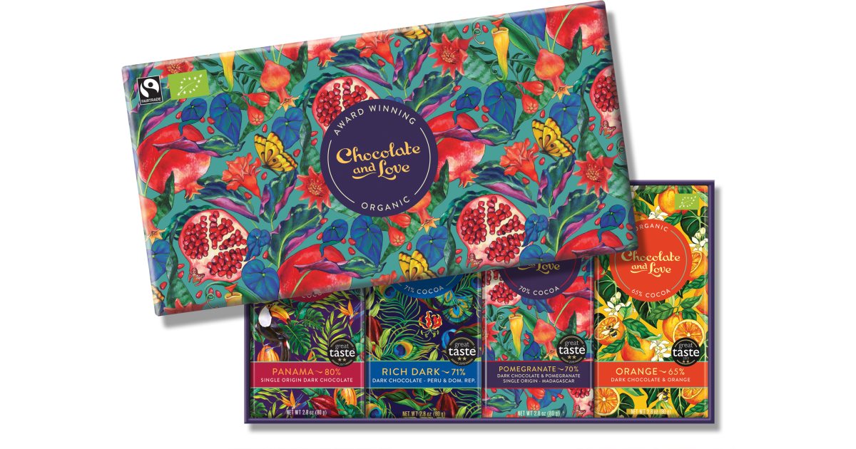 Chocolate & Love Pomegranate Dárkové balení dárková sada čokolád (v BIO ...