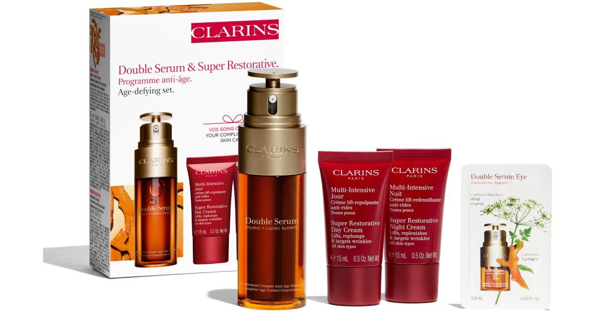 Clarins Double Serum & Super Restorative Set darilni set (proti gubam ...