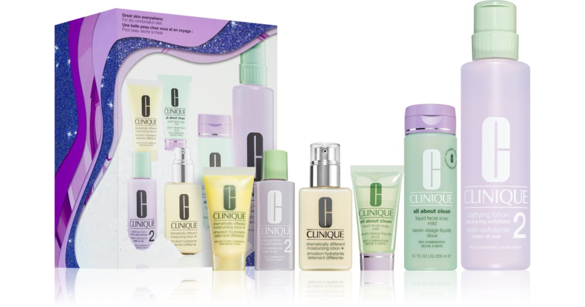 Clinique Holiday 3-Step Skincare Set For Dry Skin Gift Set (for the ...