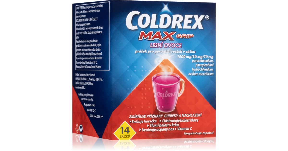 Coldrex Coldrex MAXGRIP Lesní ovoce 1000 mg/10 mg/70 mg prášek pro ...