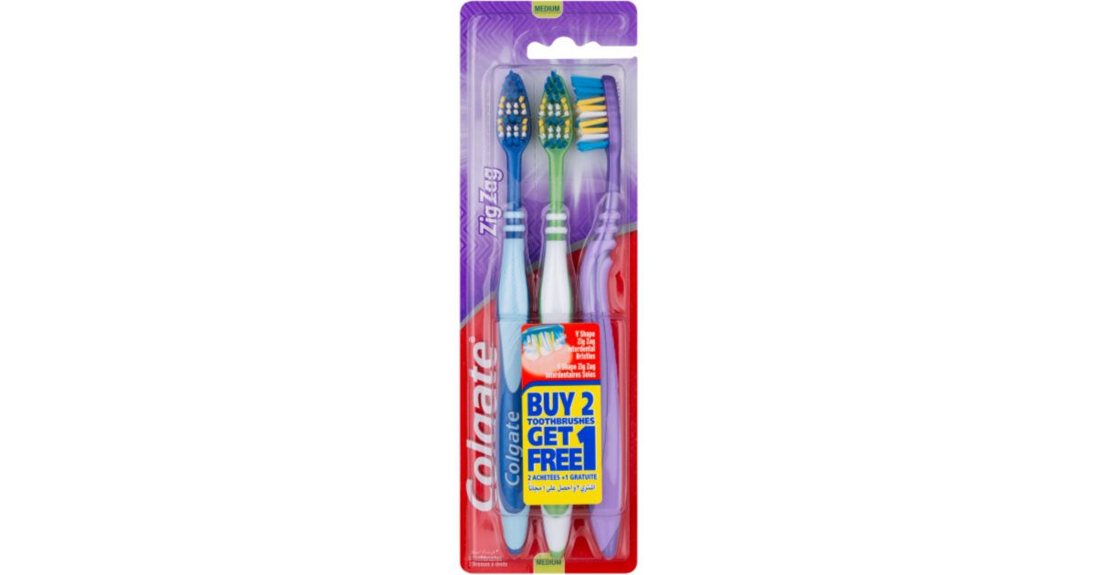 Colgate Zig Zag Medium Toothbrushes 3 pcs | notino.fi