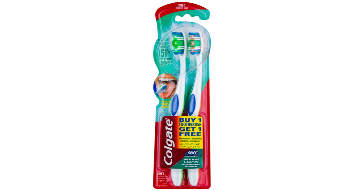 Colgate 360° Whole Mouth Clean Mjuka tandborstar 2 st | notino.se