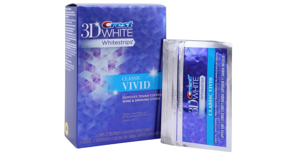Crest 3D White Whitestrips Classic Vivid Tooth Whitening Strips ...