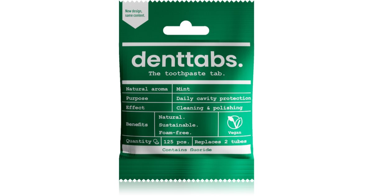 Denttabs Natural Toothpaste Tablets with Fluoride dentifricio al fluoro ...