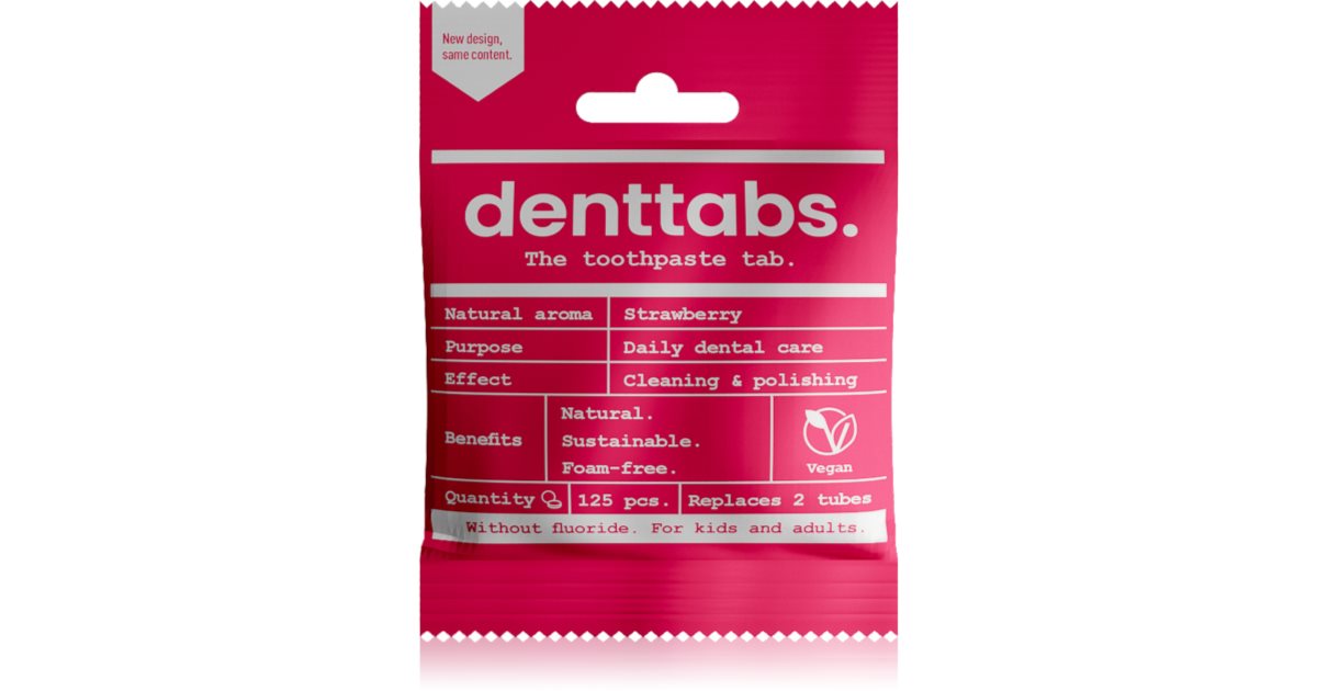 Denttabs Brush Teeth Tablets Kids without Fluoride Tandpasta uden fluor ...
