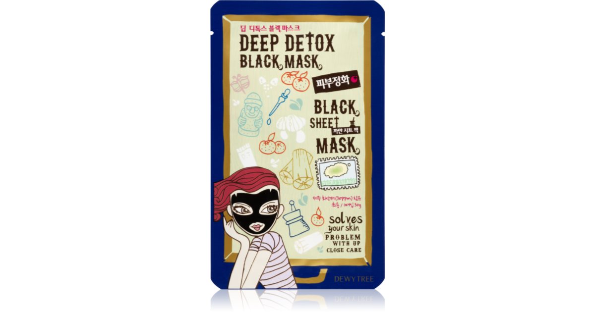 Dewytree Black Mask Deep Detox Máscara em folha com efeito detox ...