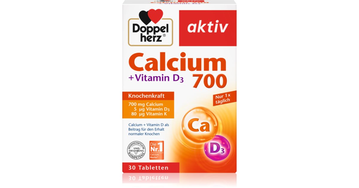 Doppelherz Calcium 700 + D3 Tabletten für gesunde Knochen und Zähne ...