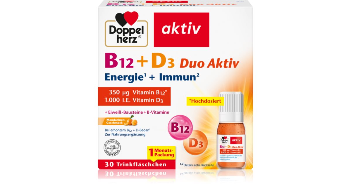 Doppelherz B12 + D3 Duo Active Ampullen zur Unterstützung des ...
