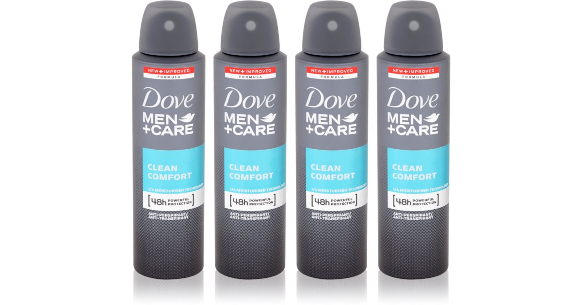 Dove Men+Care Clean Comfort antiperspirant spray 4 x 150 ml (economy ...