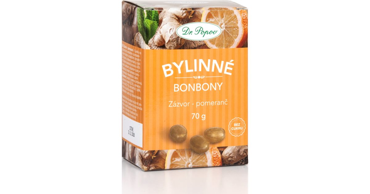 Dr. Popov Bylinné bonbony Zázvor-pomeranč bonbóny | notino.cz