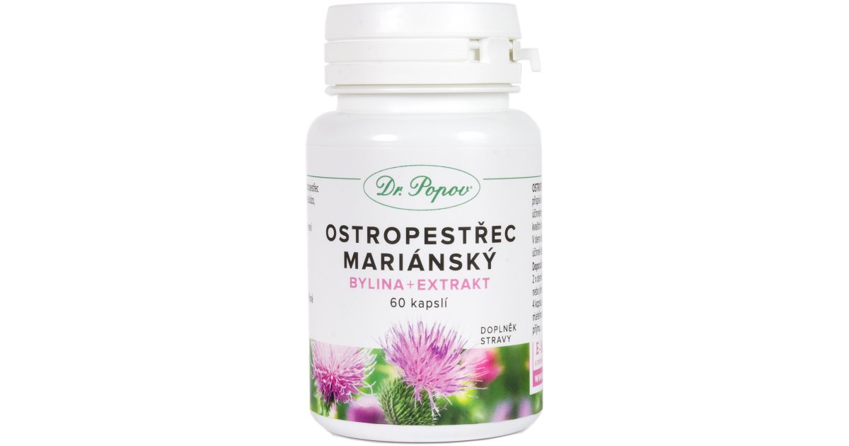 Dr. Popov Ostropestrec mariánsky bylina + extrakt kapsuly na podporu ...