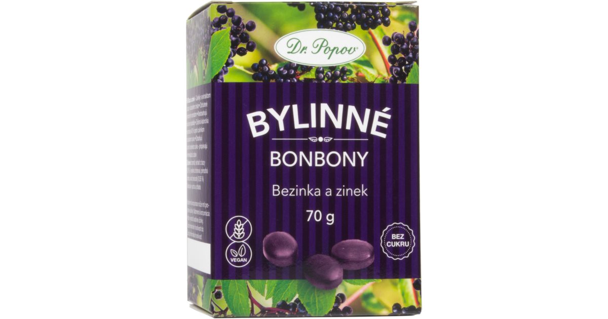Dr. Popov Bylinné bonbony Bezinka a zinek bonbóny | notino.cz