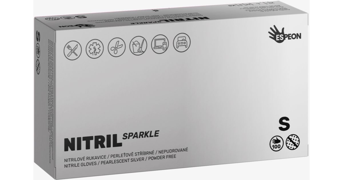 Espeon Nitril Sparkle Pearlescent Silver nitrile powder-free gloves ...