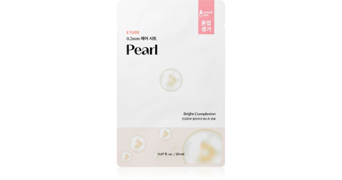 ETUDE 0.2 Therapy Air Mask Pearl Brightening Face Sheet Mask with ...