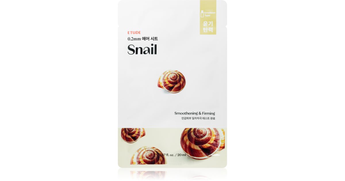 ETUDE 0.2 Therapy Air Mask Snail smoothing sheet mask with snail ...