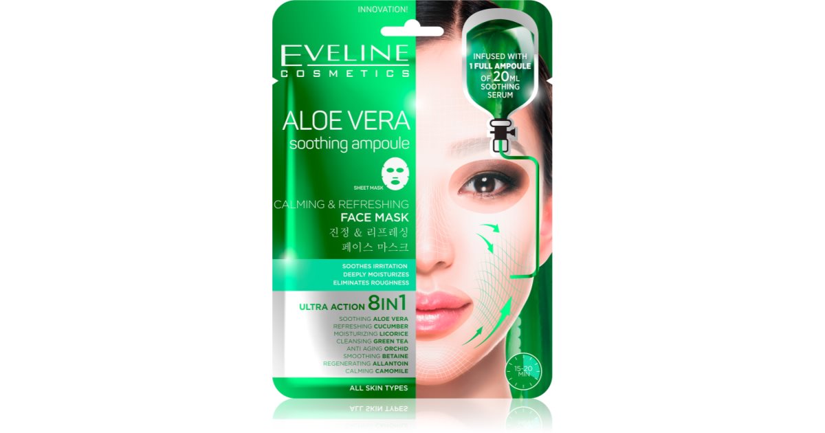 Eveline Cosmetics Sheet Mask Aloe Vera Mascarilla Hidratante Y Calmante