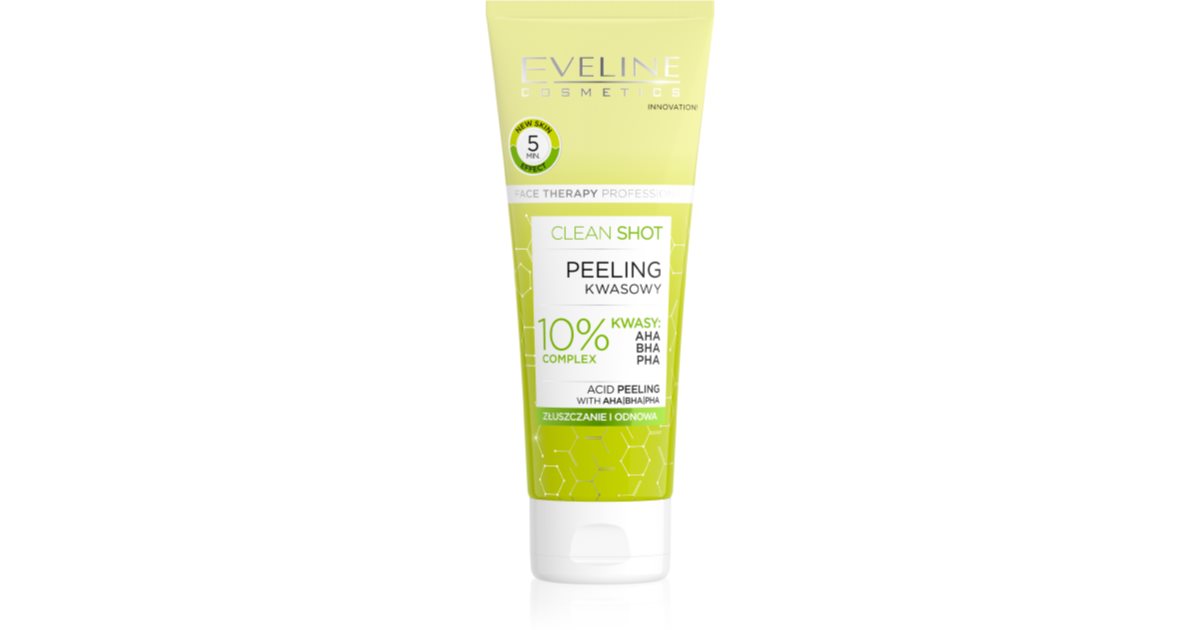 Eveline Cosmetics Clean Shot 10% Complex of AHA, BHA and PHA delikatny ... Eveline Cosmetics Clean Shot 10% Complex of AHA, BHA and PHA delikatny ...