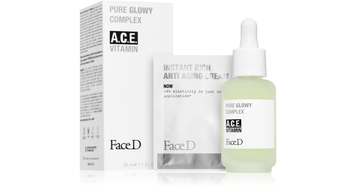 Face D Pure Glowy Complex Antioxidant Serum with vitamins A, C, E ...