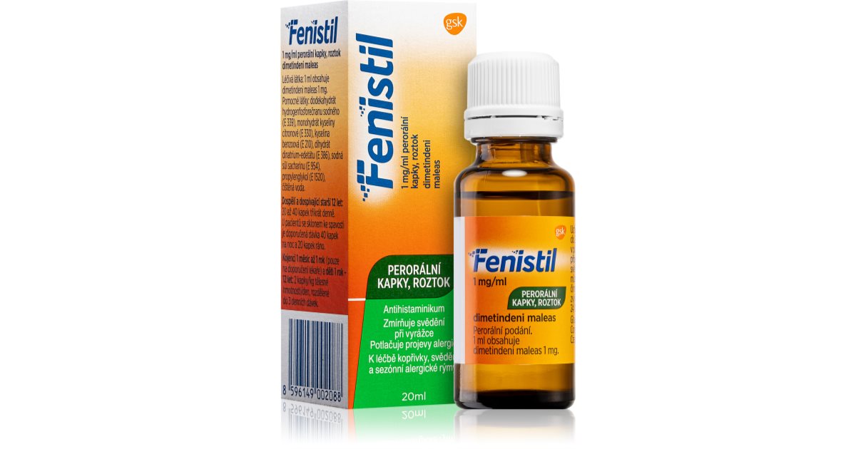 Fenistil Fenistil 1 mg/ml perorální kapky, roztok pro zmírnění projevů ...