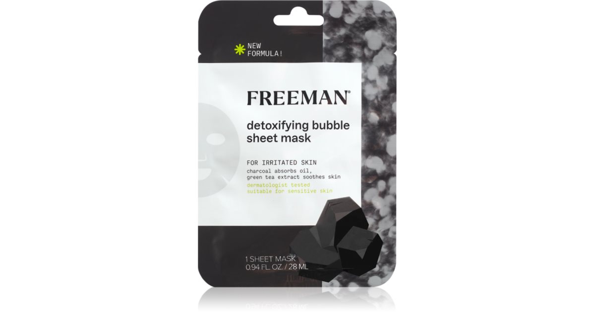 Freeman Essentials Charcoal & Green Tea detoxifying face sheet mask for ...