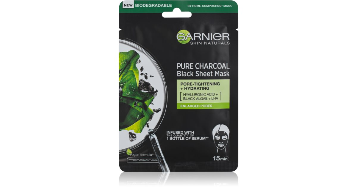 Garnier Skin Naturals Pure Charcoal schwarze Textilmaske mit ...
