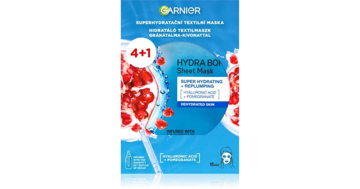 Garnier Hydra Bomb moisturising face sheet mask with hyaluronic acid ...