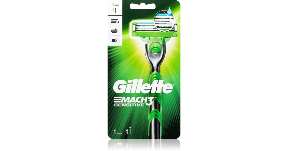 Gillette Mach3 Sensitive Rakhyvel + utbyteshuvuden | notino.se