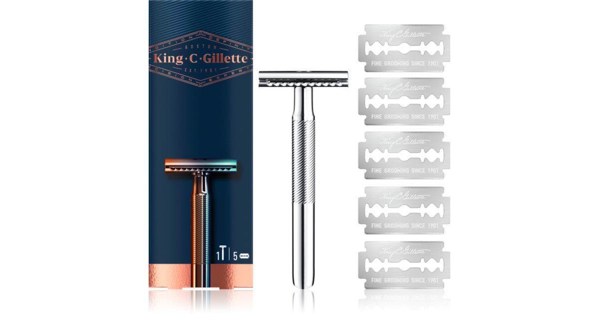 Gillette King C. Double Edge shaver + razor blades 5 pcs | notino.co.uk