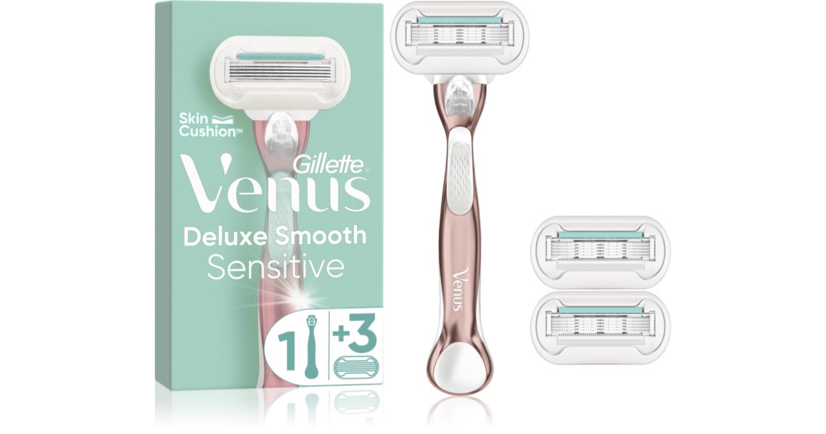 Gillette Venus Deluxe Smooth Sensitive Razor + Replacement Heads ...