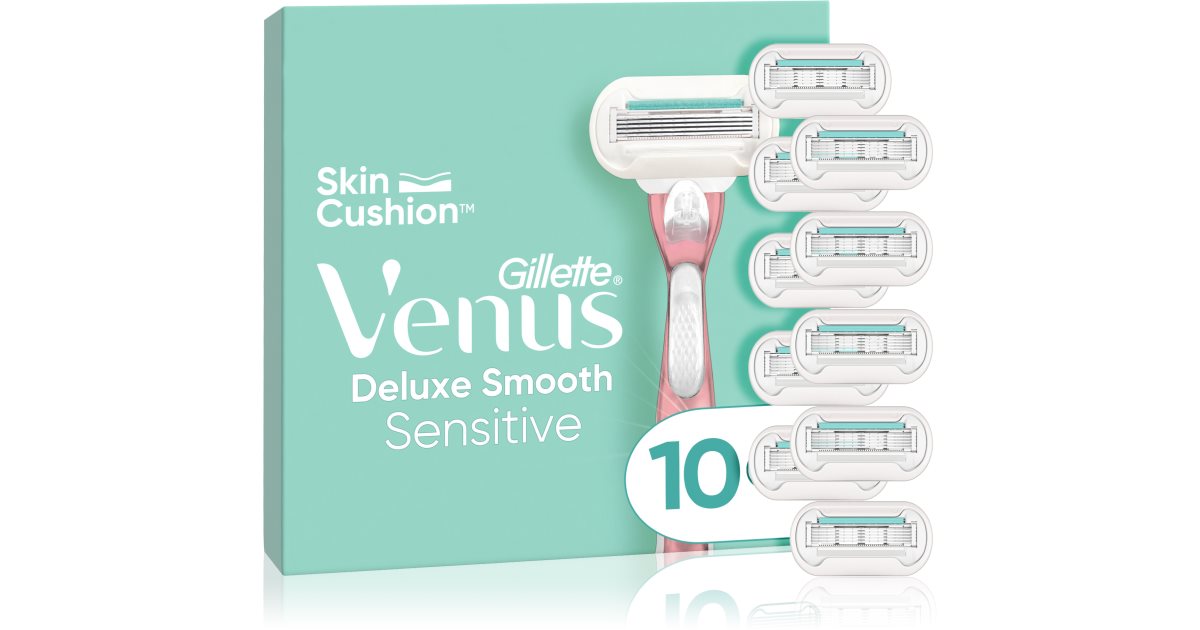 Gillette Venus Deluxe Smooth Sensitive razor + replacement heads ...