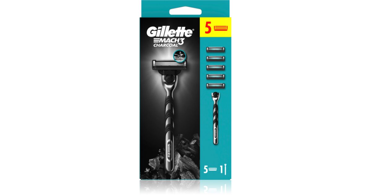 Gillette Mach3 Charcoal Razor + Replacement Heads | notino.ie