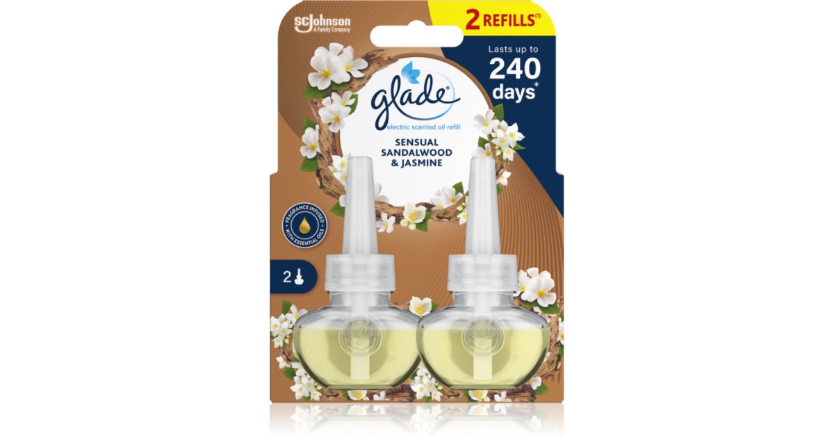 GLADE Sensual Sandalwood & Jasmine elektrische diffuser navulling Duo ...