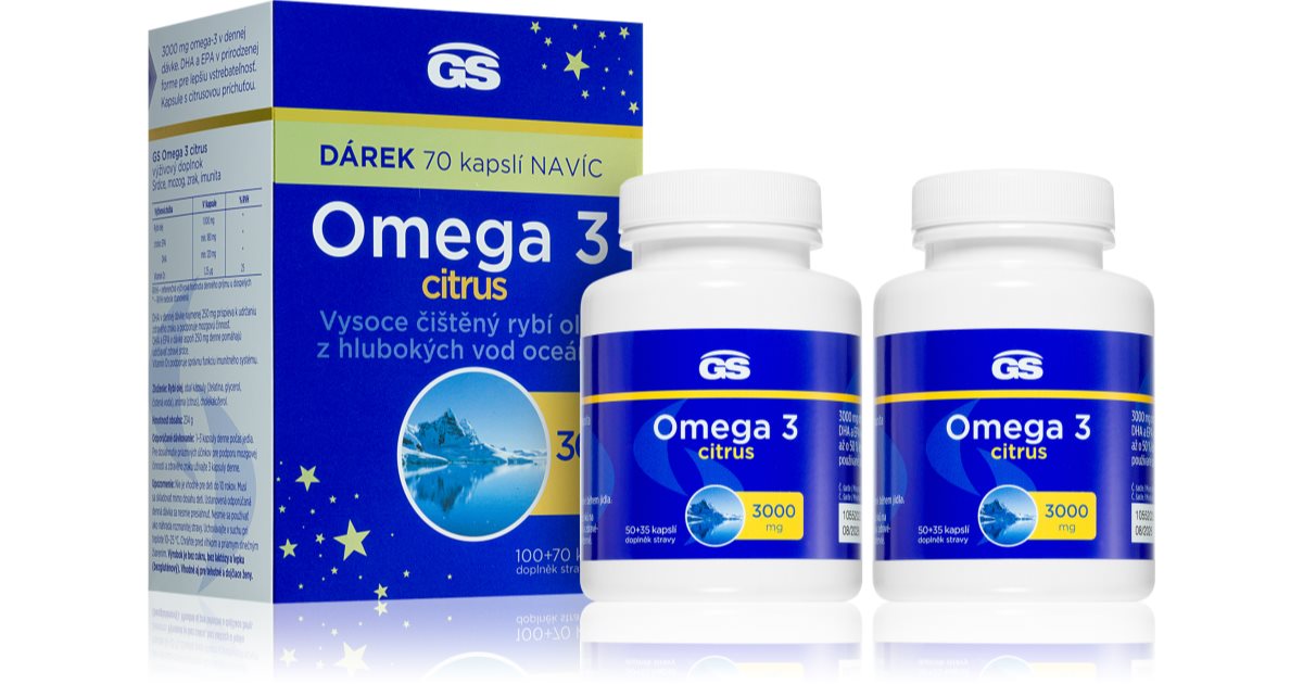 GS Omega 3 Citrus darčekové balenie kapsuly pre normálnu činnosť srdca a mozgu | notino.sk