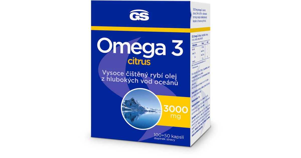 GS Omega 3 Citrus 3000 mg kapsle pro normální činnost srdce a mozku ...