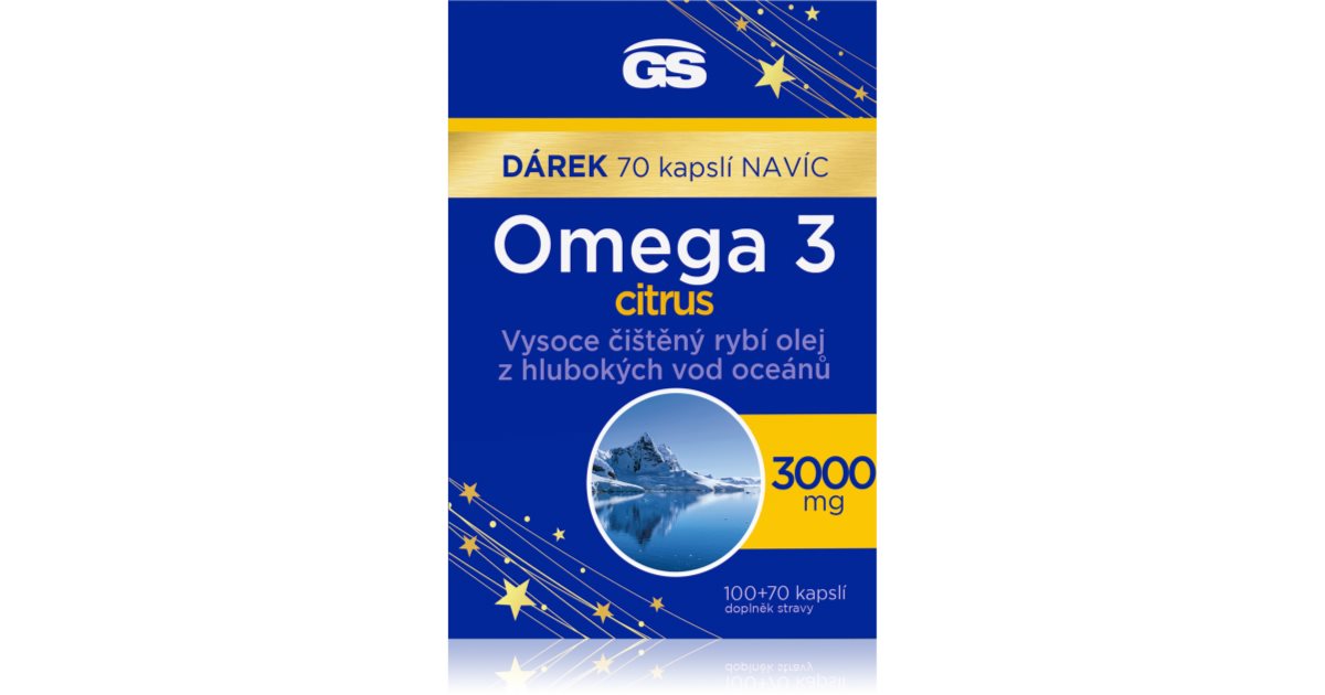GS Omega 3 Citrus 3000 mg kapsle pro normální činnost srdce a mozku ...